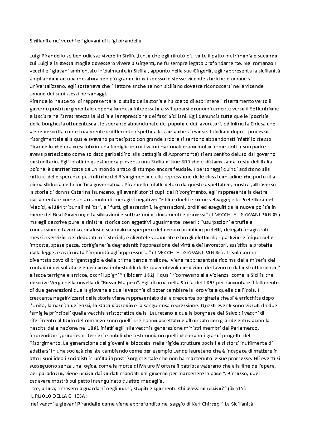 Sicilianità nei vecchi e i giovani di luigi pirandello - Nel romanzo I vecchi e i giovani ...