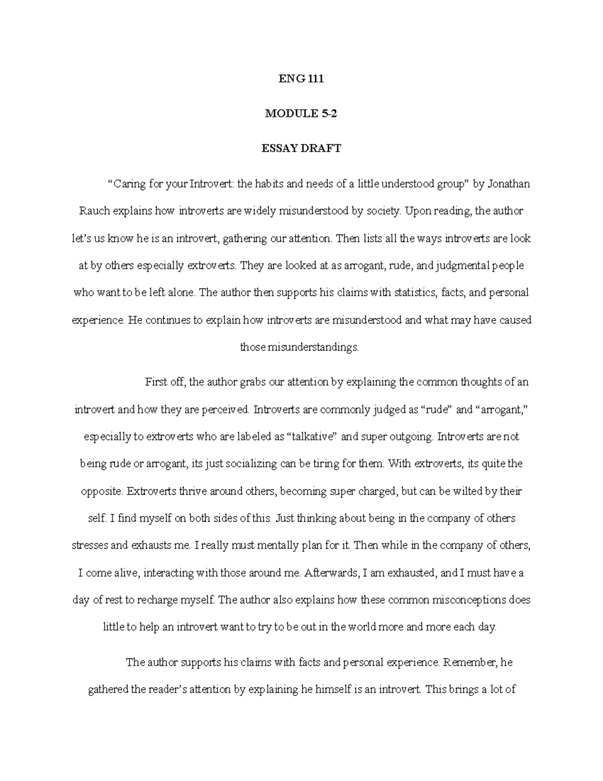 ENG 122 MOD 5-2 Essay Draft - ENG122 - SNHU - Studocu