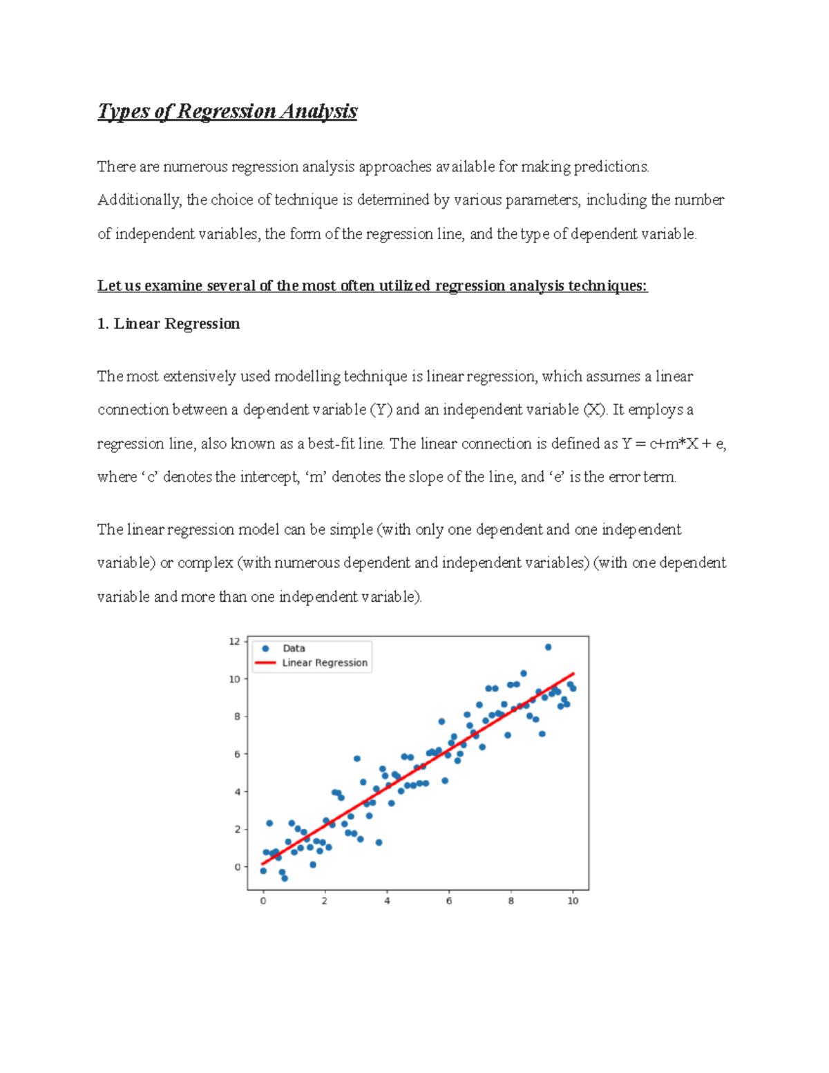 Types of Regression Analysis - Additionally, the choice of technique is ...