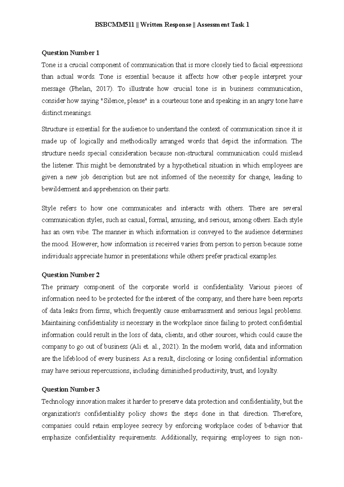 BSBCMM511 Written Response Assessment Task 1 - Studocu