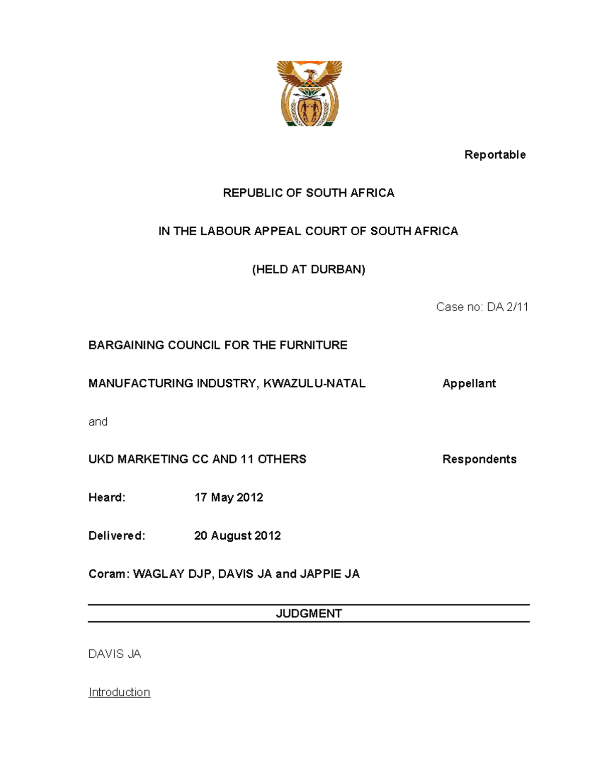 24 - notes - Reportable REPUBLIC OF SOUTH AFRICA IN THE LABOUR APPEAL ...