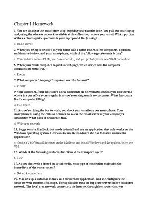 Chapter 3 Homework - Chapter 3 Homework CSCI Which of the following is ...