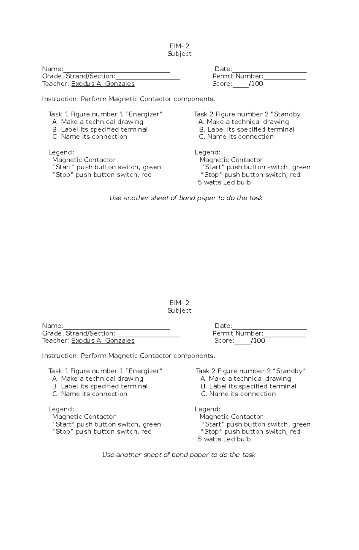 2ndeim 2exam1 west - EIM- 2 Subject Name ...
