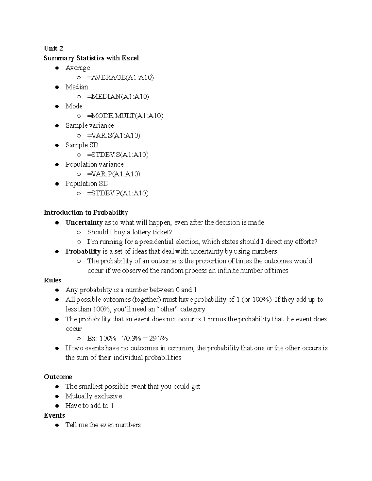 Stats for Journalists unit 2 - Unit 2 Summary Statistics with Excel ...