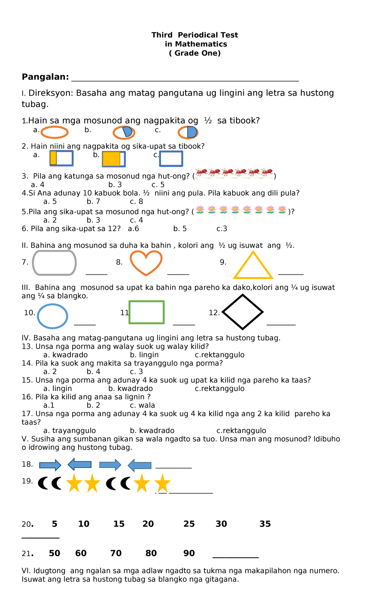 403998959 Third periodical Test grade 1 docx - ####### Third Periodical ...