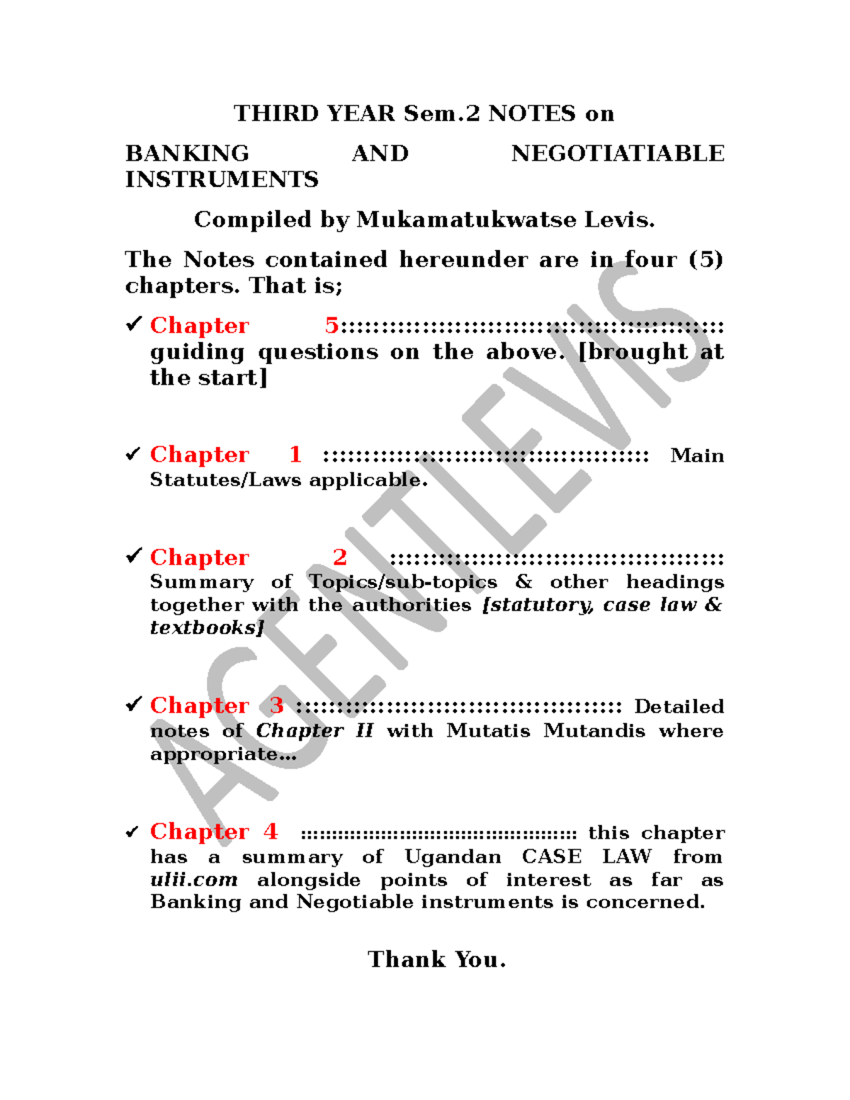 Notes on Banking and Negotiable Instruments by levis - THIRD YEAR Sem ...