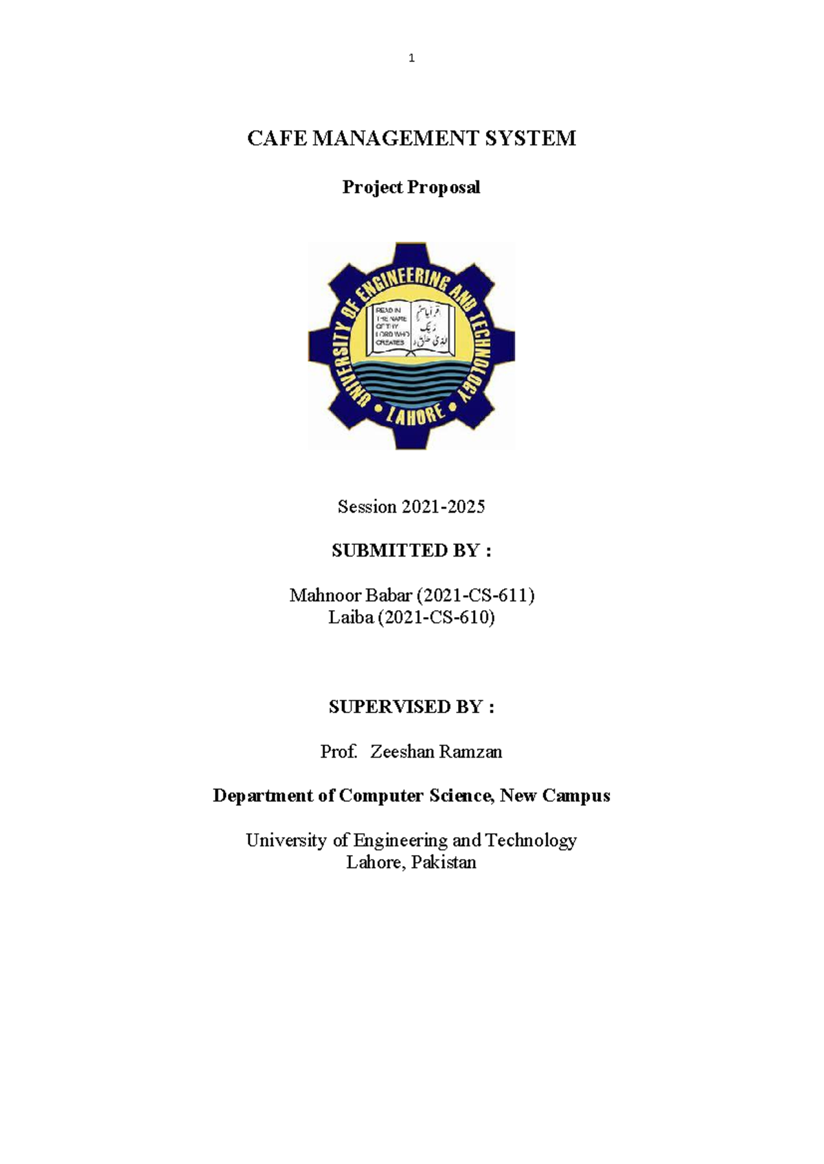 SE Documentation - Cafe Management System Design document - CAFE ...