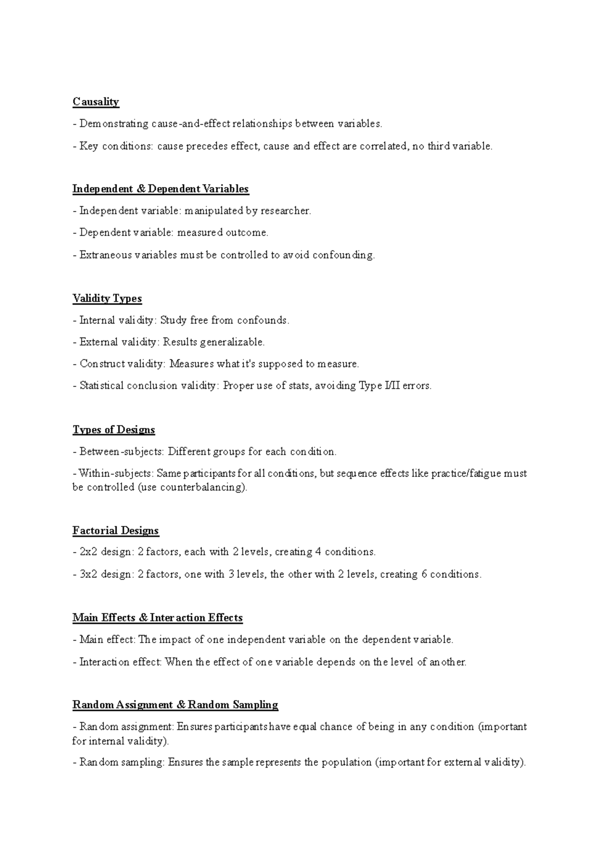 Quantitative Notes - Causality Demonstrating cause-and-effect ...