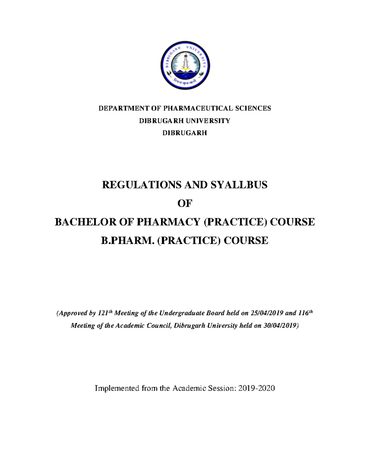 Syllabus B Pharm Practice 27012023 - DEPARTMENT OF PHARMACEUTICAL ...