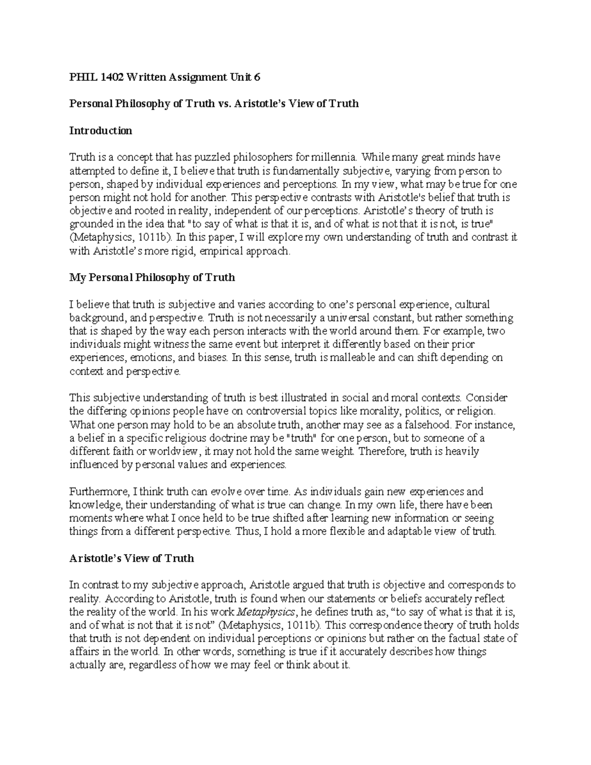 PHIL 1402 Written Assignment Unit 6 - PHIL 1402 Written Assignment Unit ...