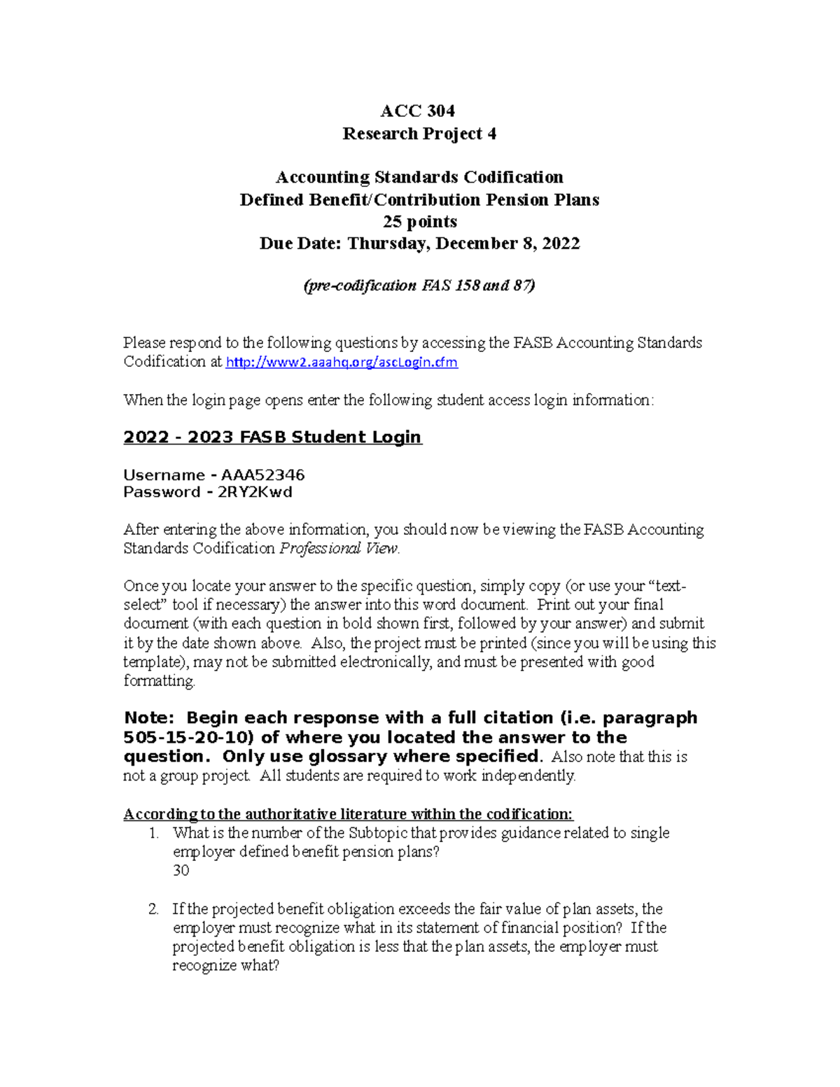 Research Project 4 - ACC 304 Research Project 4 Accounting Standards ...