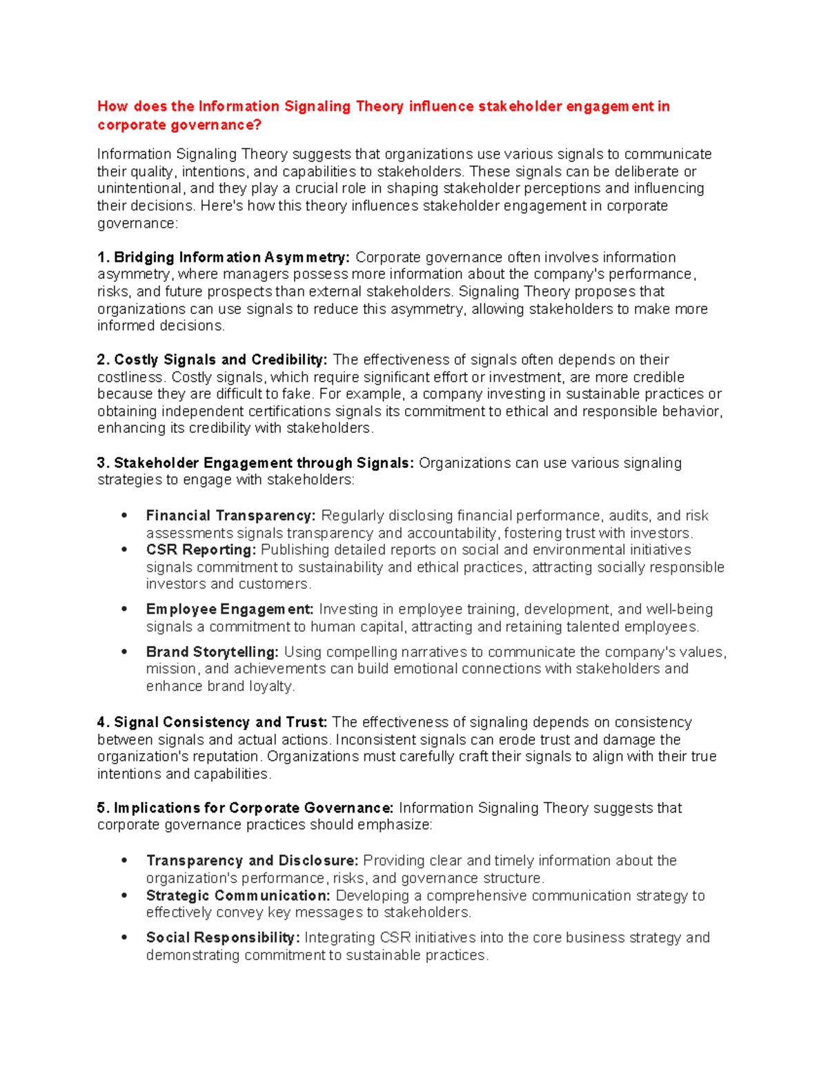 How the Information Signaling Theory influence stakeholder engagement ...