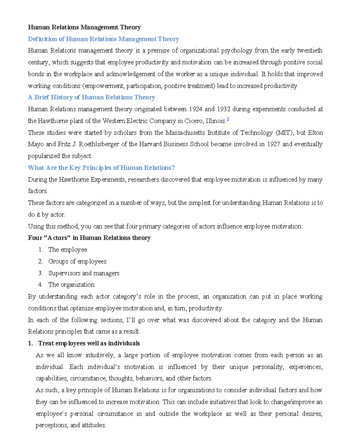 Human relation movement - Human Relations Management Theory Definition ...