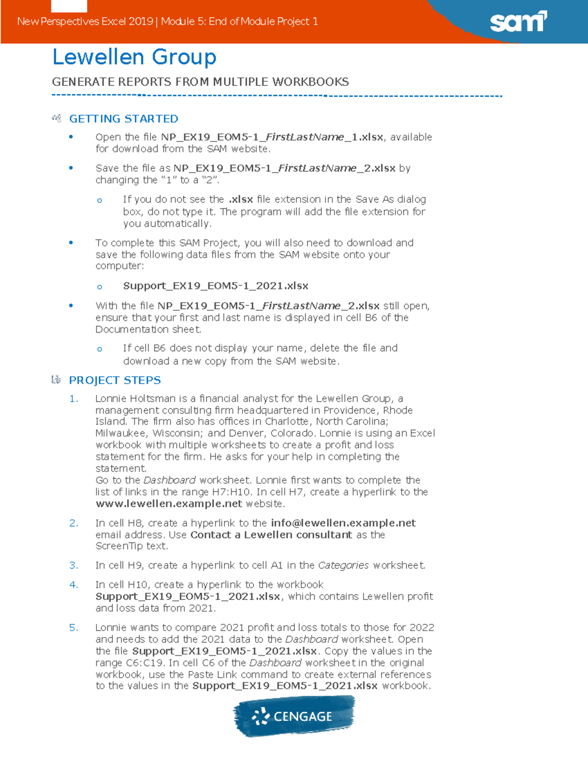 Instructions NP EX19 EOM5-1 - New Perspectives Excel 2019 | Module 5 ...
