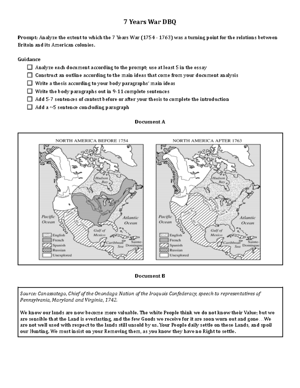 7 Years War DBQ - god - 7 Years War DBQ Prompt: Analyze the extent to ...