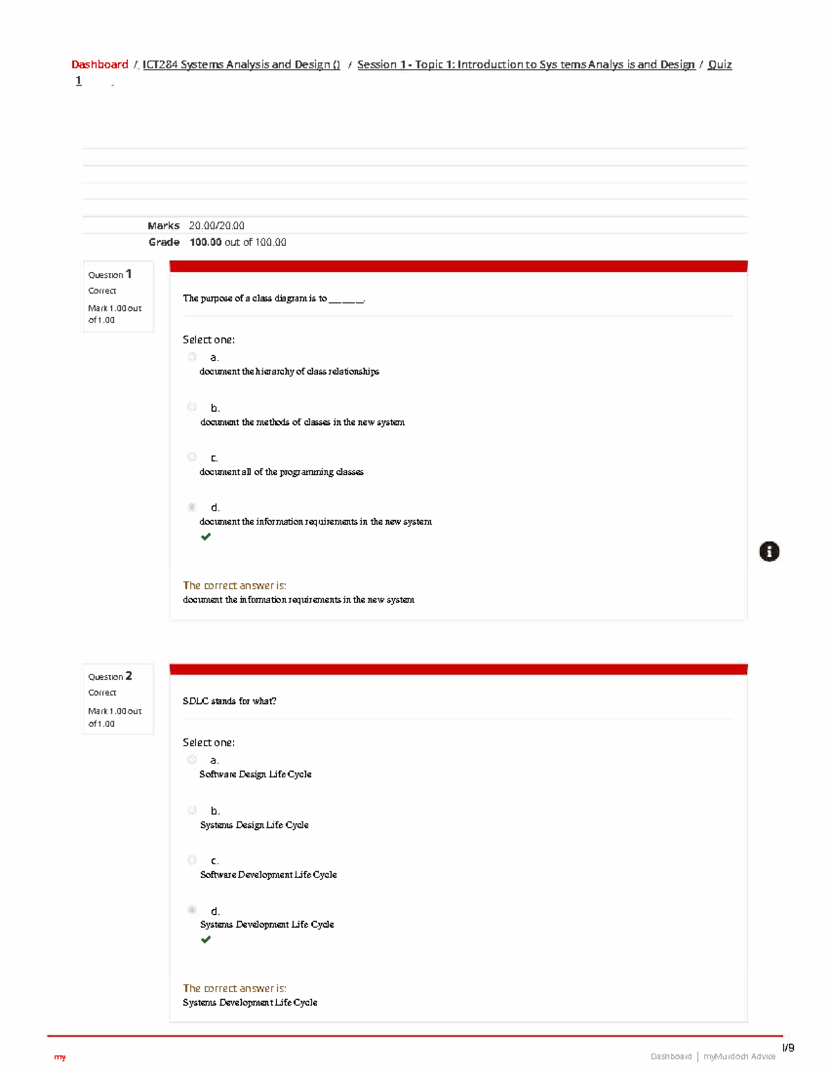 Topic 1 - my Dashboard / ICT284 SY AnalY and Design..(). I Session 1 ...