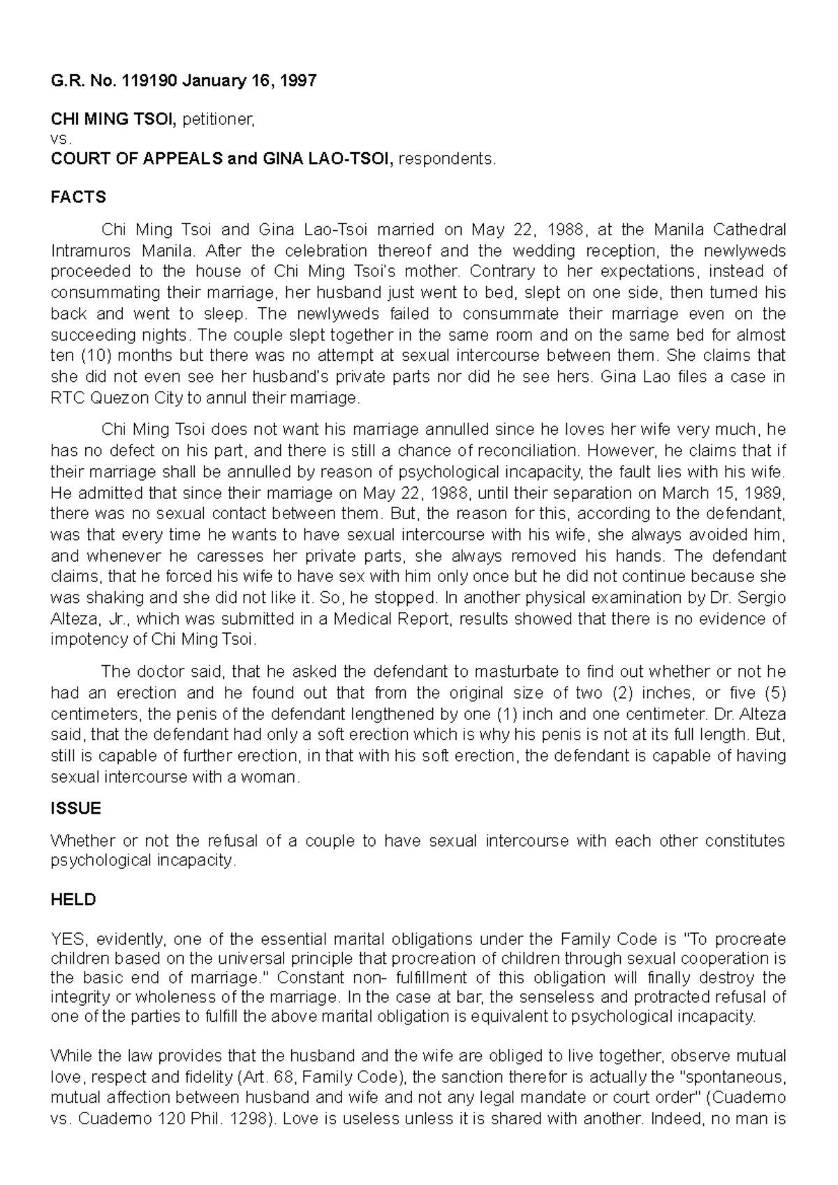 Chi Ming Tsoi v. Court of Appeals 266 SCRA 325 Urgel - G. No. 119190 ...