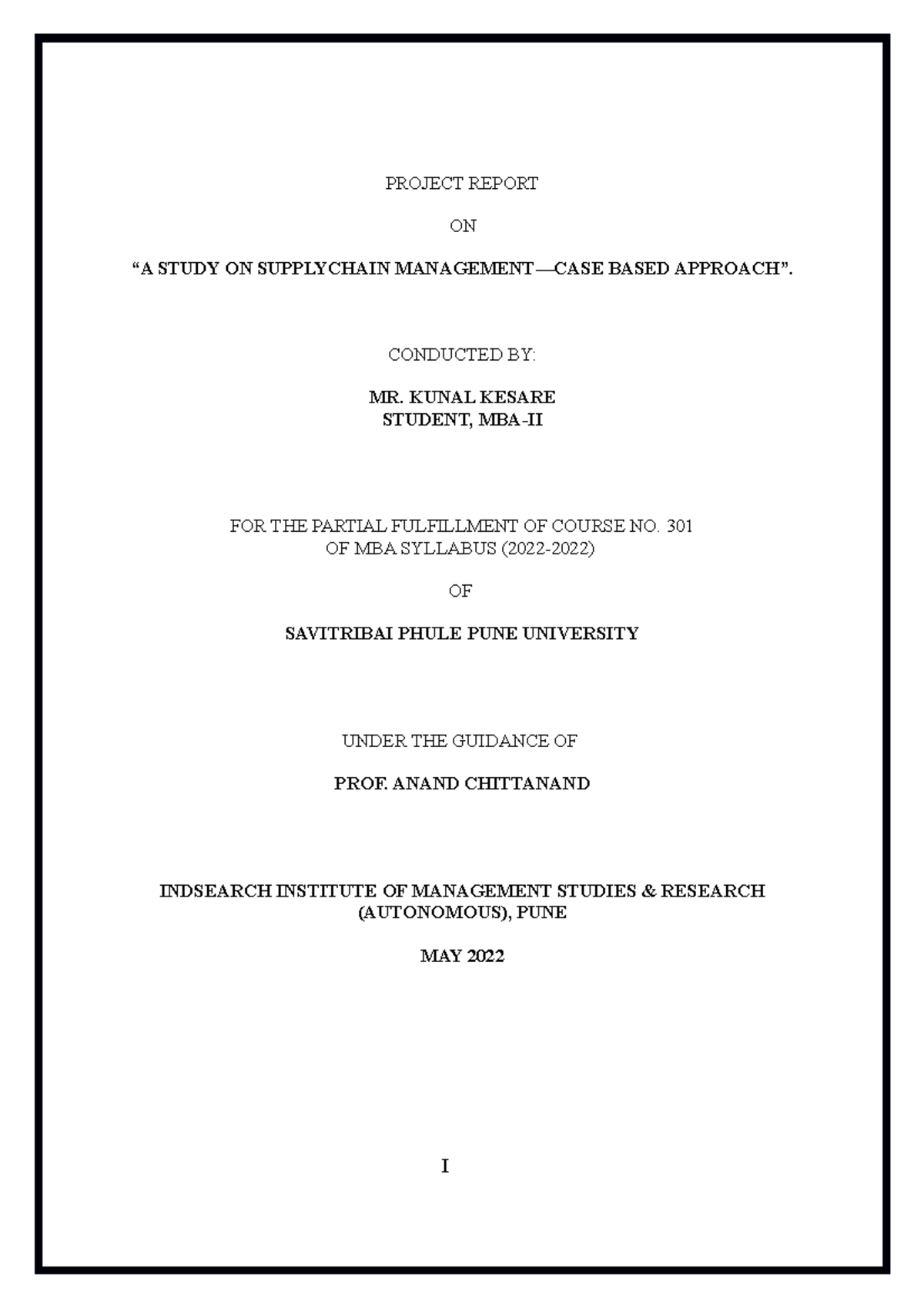 (SIP Report -OP318)A Study of Supply Chain Management in Project ...