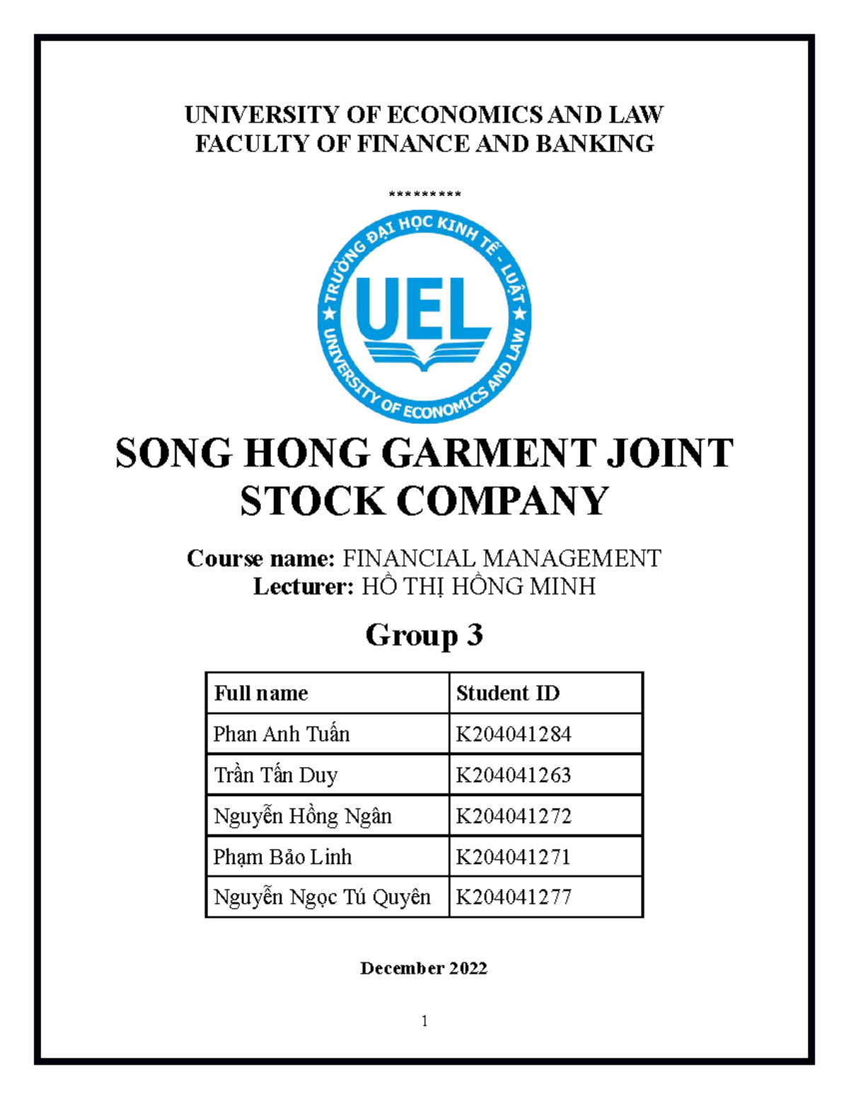Financial analysis-MSH-Group 3 - UNIVERSITY OF ECONOMICS AND LAW ...