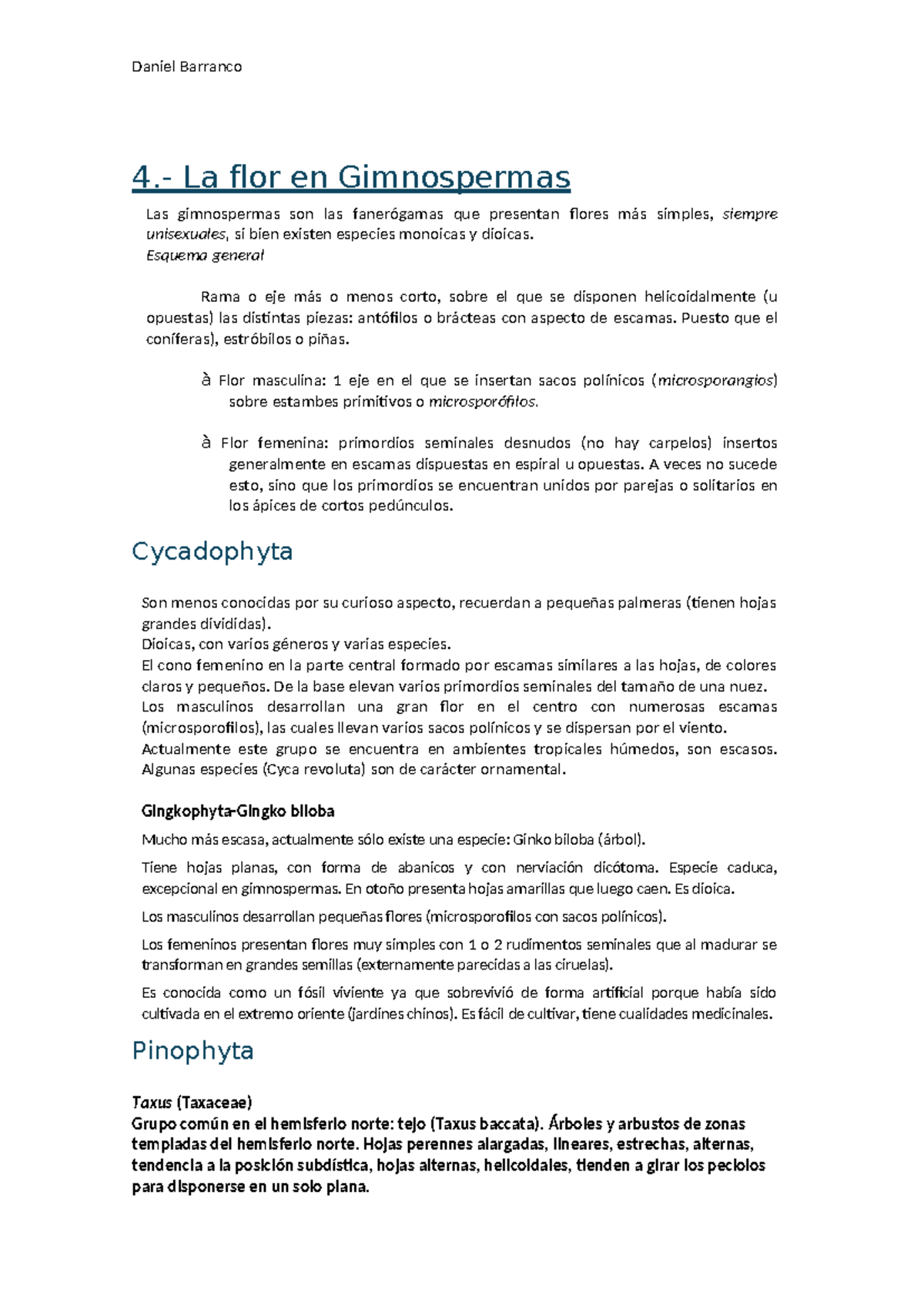 Info basica de gimno y angiospermas - Daniel Barranco 4.- La flor en ...