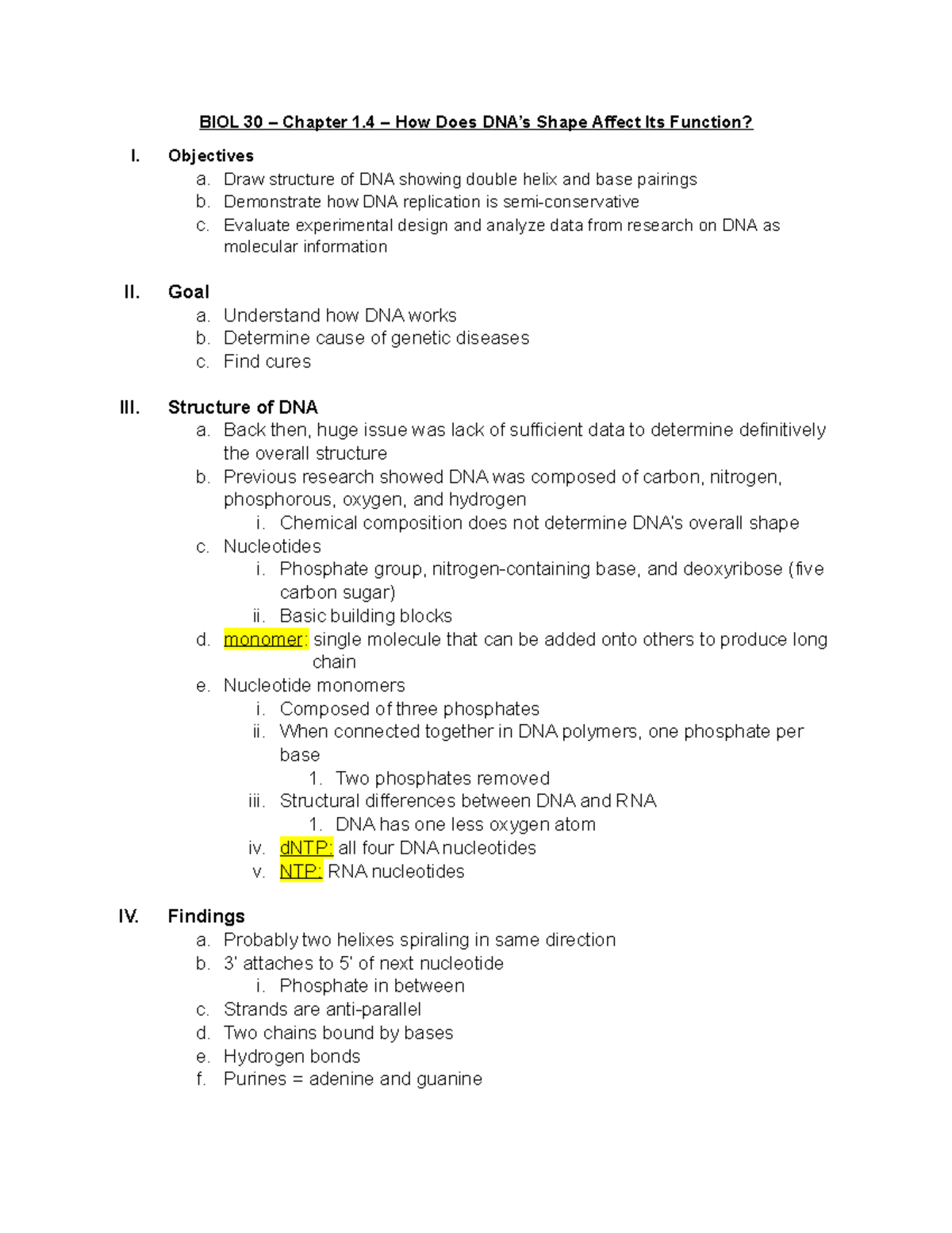 BIOL 30 - Chapter 1.4 - How Does DNA's Shape Affect Its Function - BIOL ...