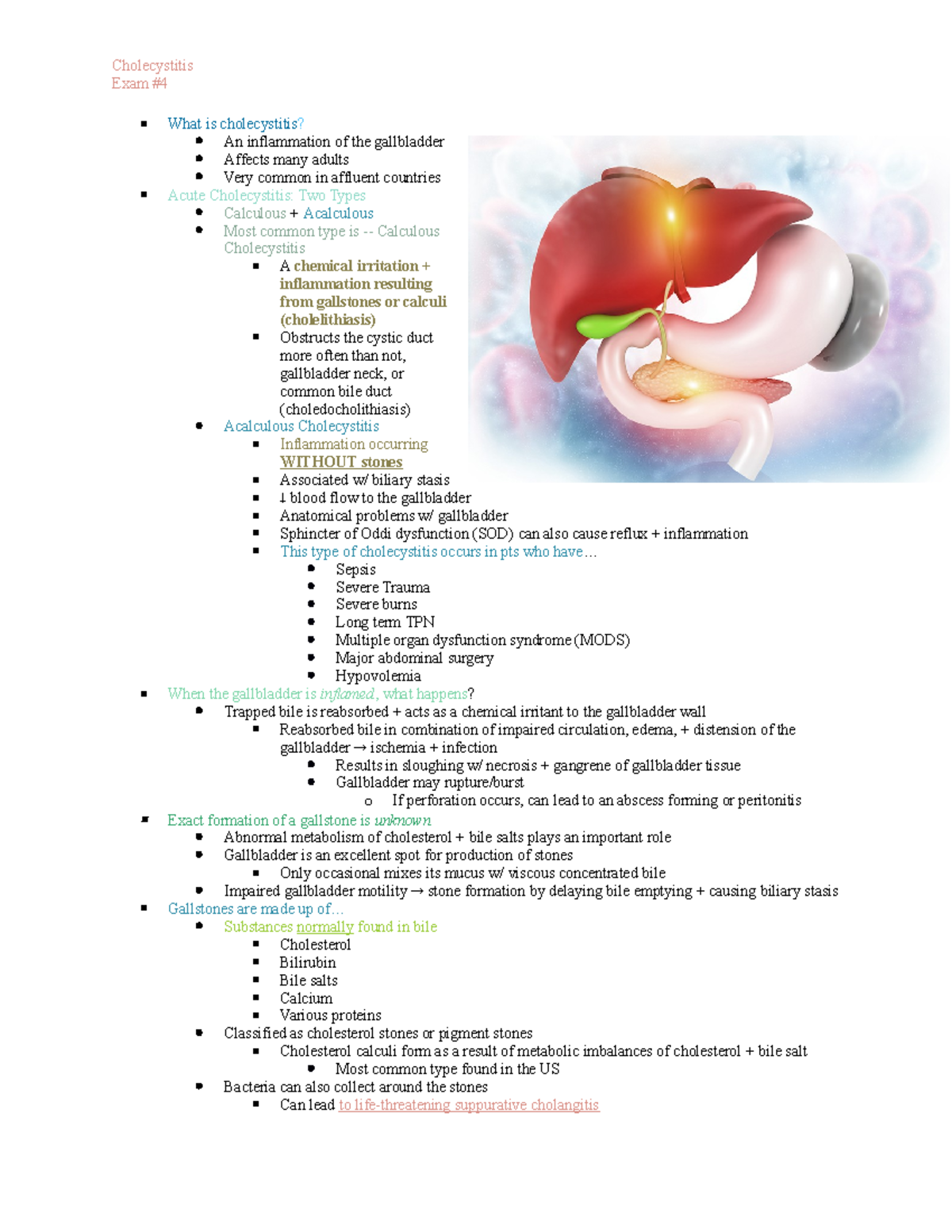 Cholecystitis - .. Sepsis Severe Trauma Severe burns Long term TPN ...