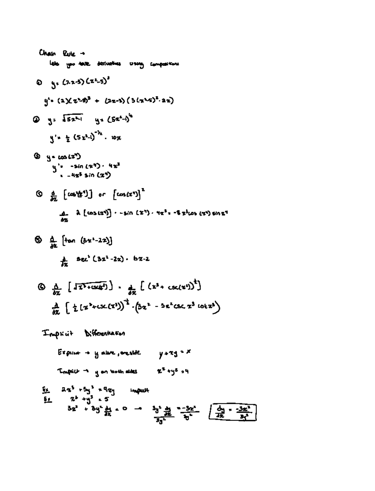 Exam 2 notes and practice - Chain Rule lets you take derivatives using ...