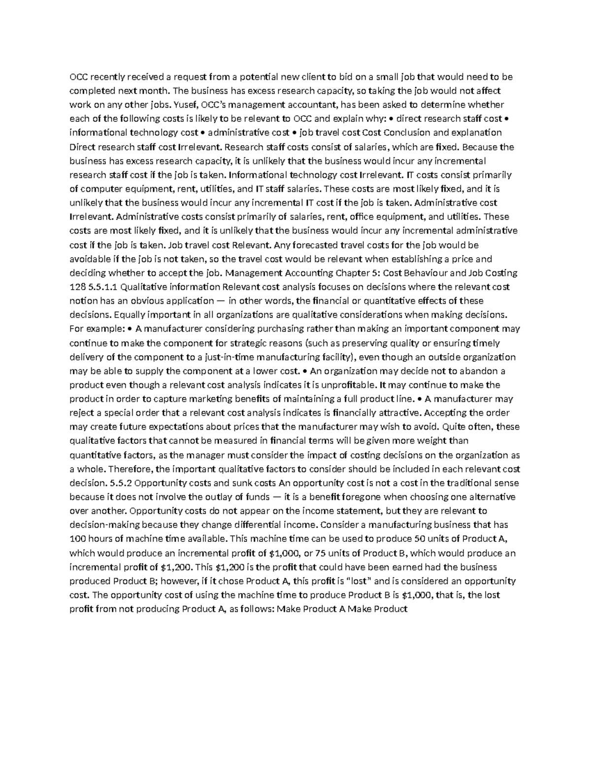 Conversion Cost - CPA Core 2 Notes - OCC recently received a request ...