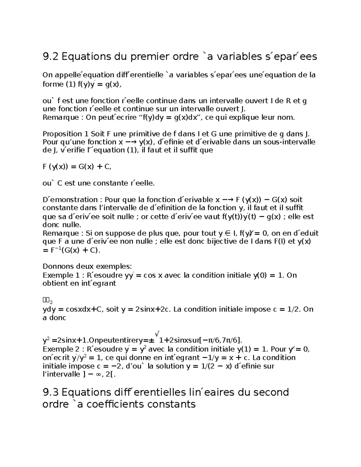 Equa-diff note 3 - Equa-diff note 3 - 9 Equations du premier ordre `a ...