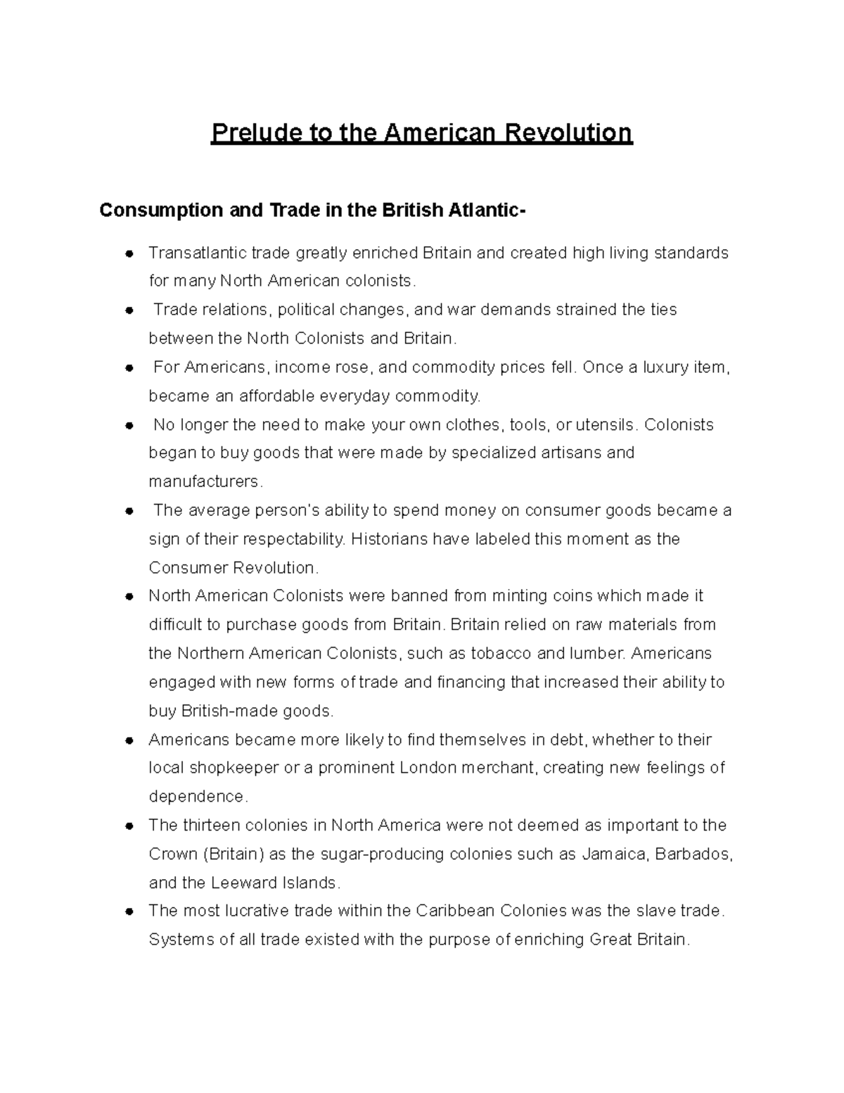 Prelude to the American Revolution - Prelude to the American Revolution ...