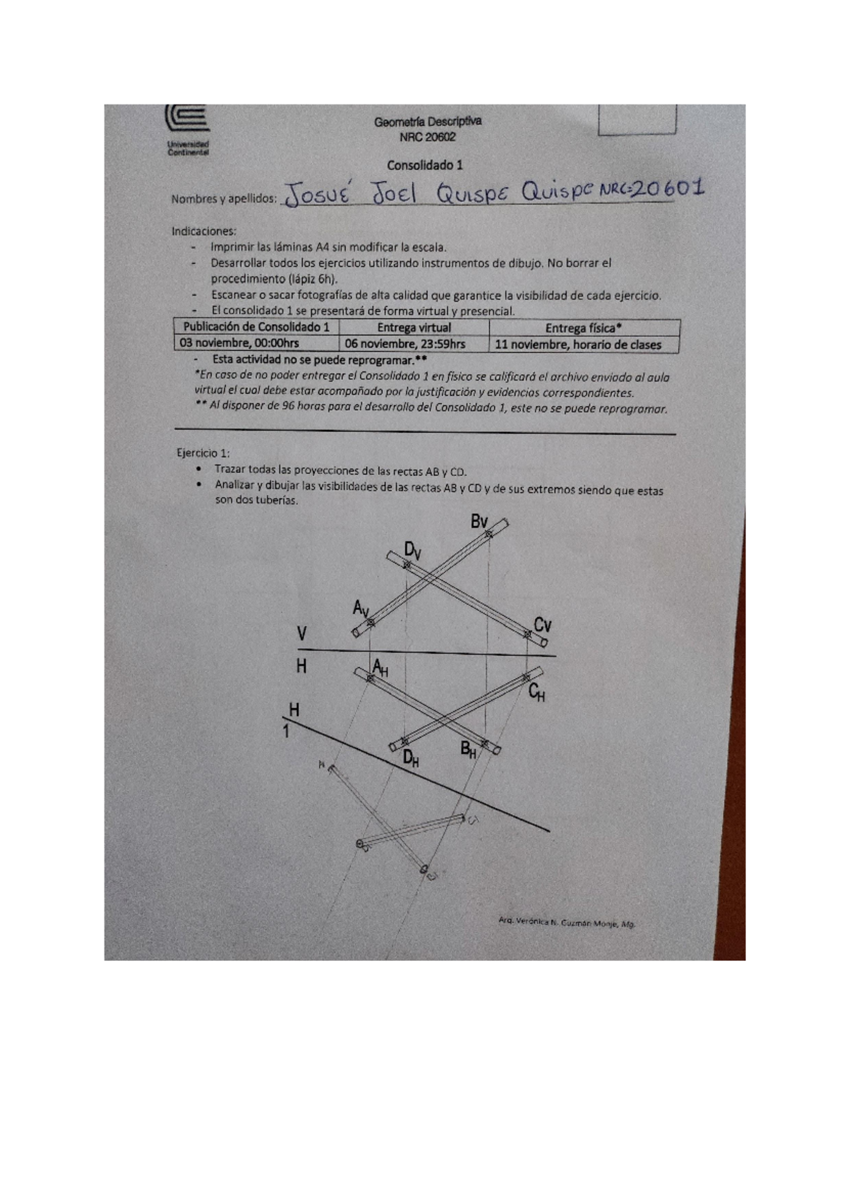 Consolidado 1 Geometría Descriptiva Josue Quispe - Estadistica - Studocu