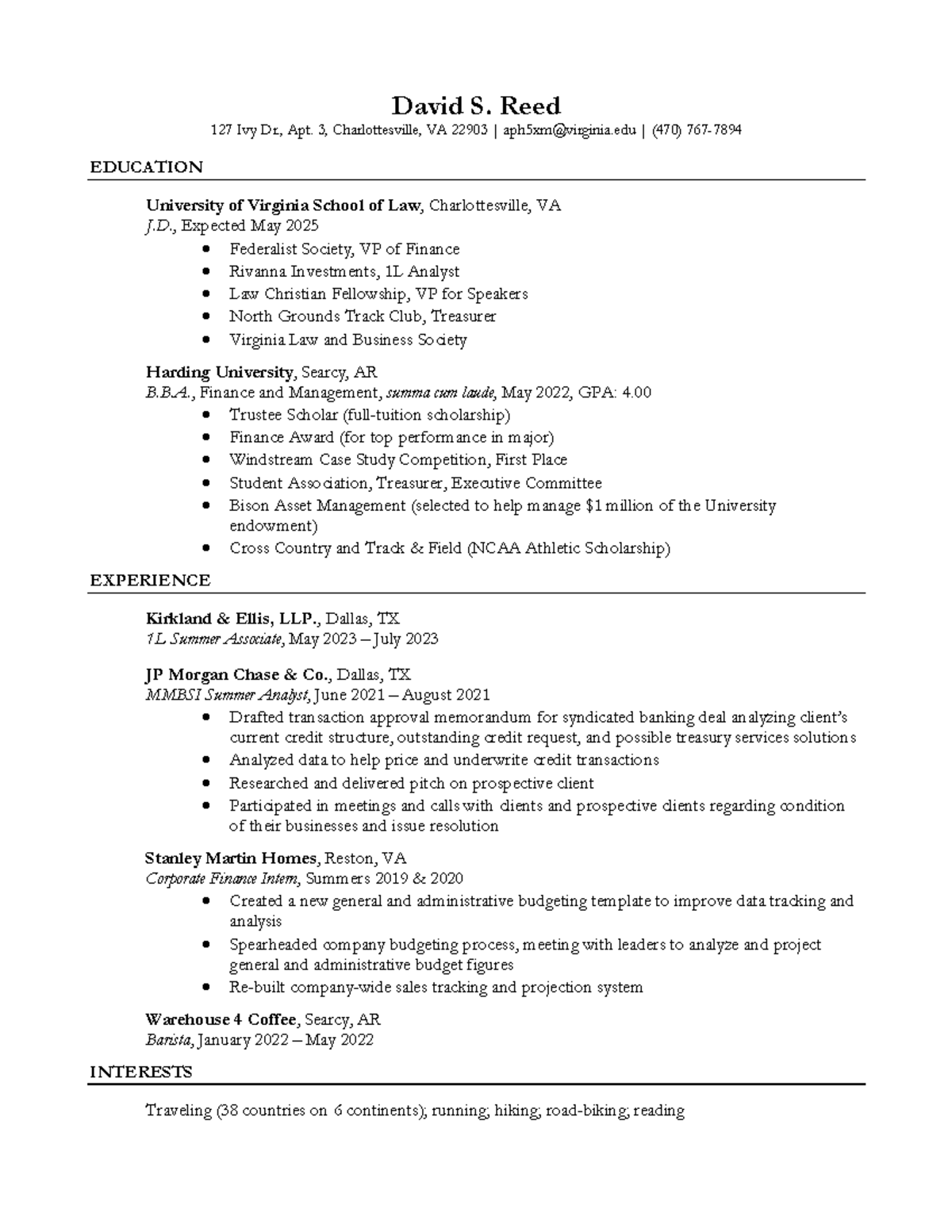 Reed David Resume March - David S. Reed 127 Ivy Dr., Apt. 3 ...