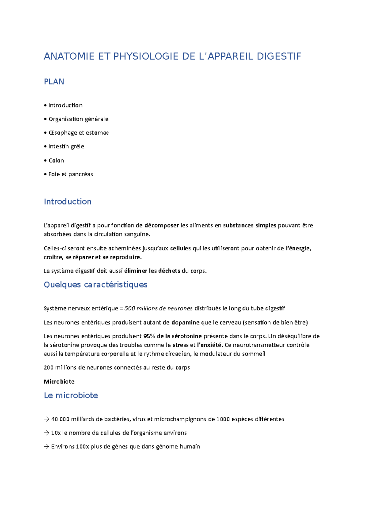 Appareil digestif - ANATOMIE ET PHYSIOLOGIE DE L’APPAREIL DIGESTIF PLAN ...