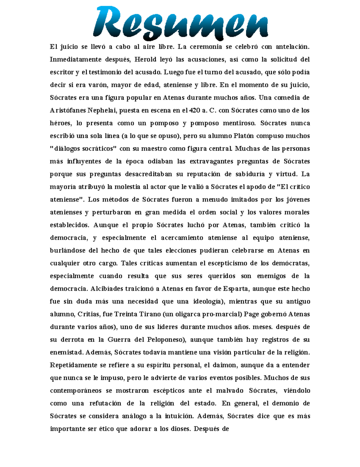 El juicio a Sócrates - para sus tareas - El juicio se llevó a cabo al ...