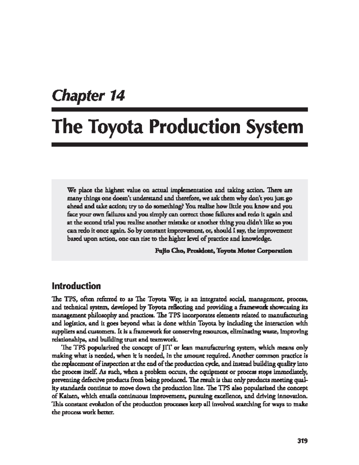 Chapter 12 - Goverment Accounting and Business Ethics - Chapter 14 The Toyota Production System ...
