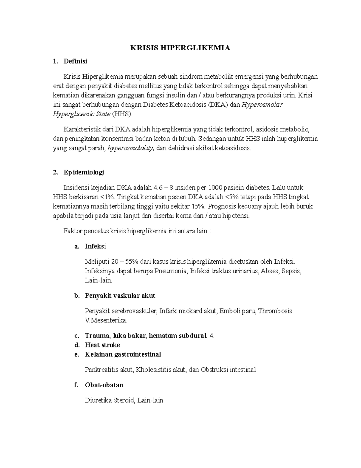 Krisis Hiperglikemia - KRISIS HIPERGLIKEMIA Definisi Krisis ...