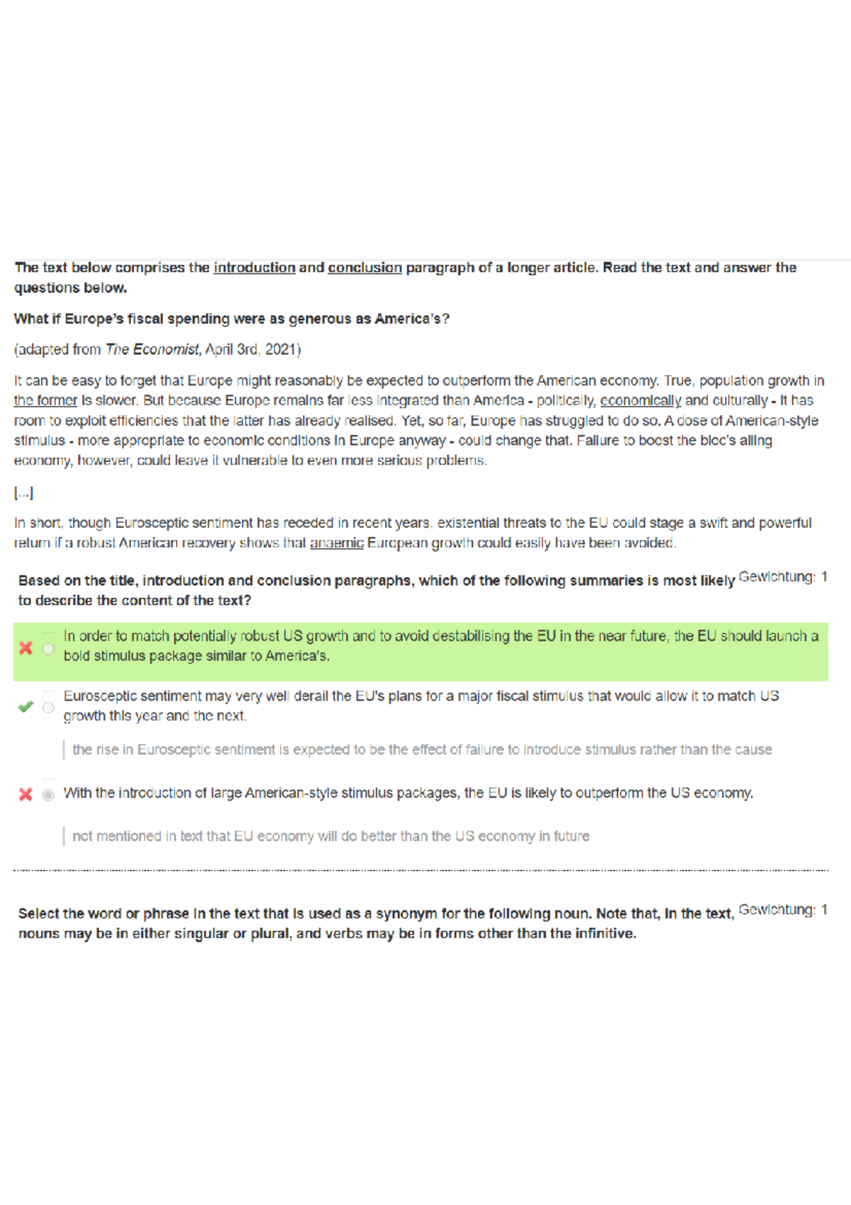 Final Test EBC 2 June 2021 Section 1 Reading - Studocu