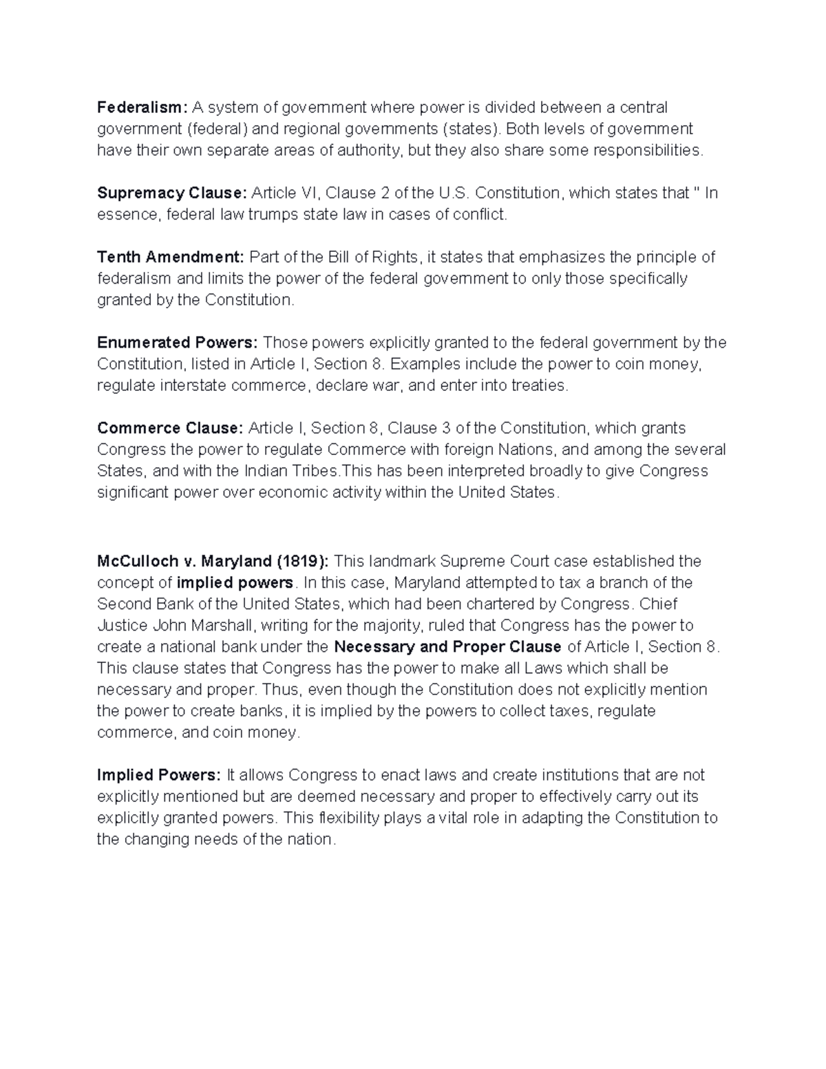 1 18 AP GOV HW - Homework - Federalism: A system of government where ...