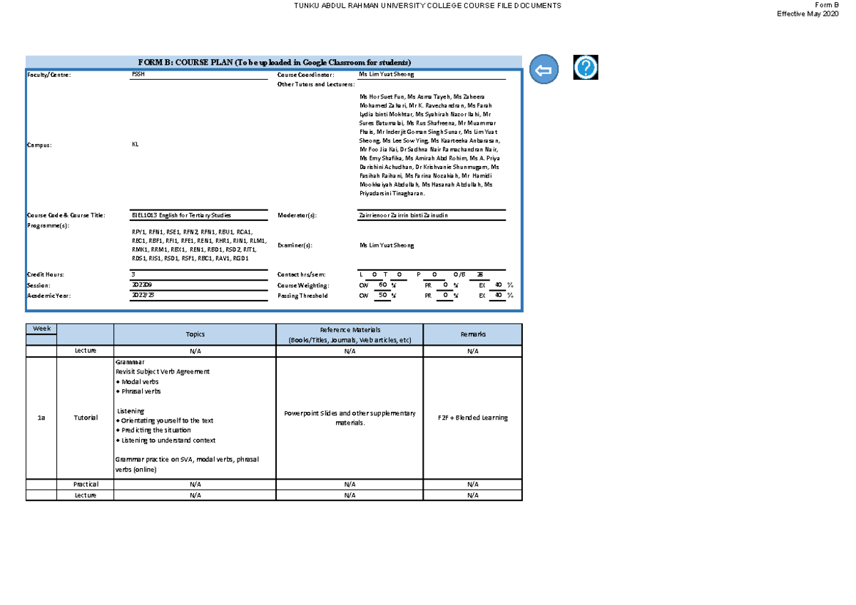 BJEL1013 FORM B 202209 - HDTHDGNDFDTH - Effective May 2020 Faculty ...