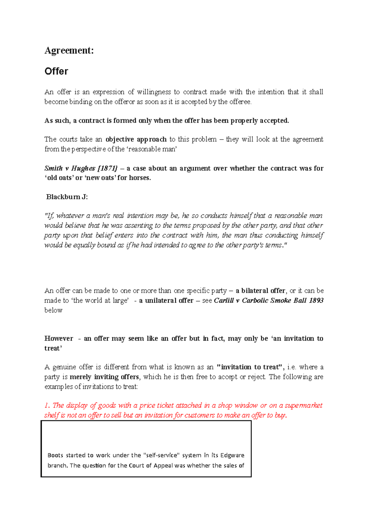 Offer contract - Agreement: Offer An offer is an expression of ...