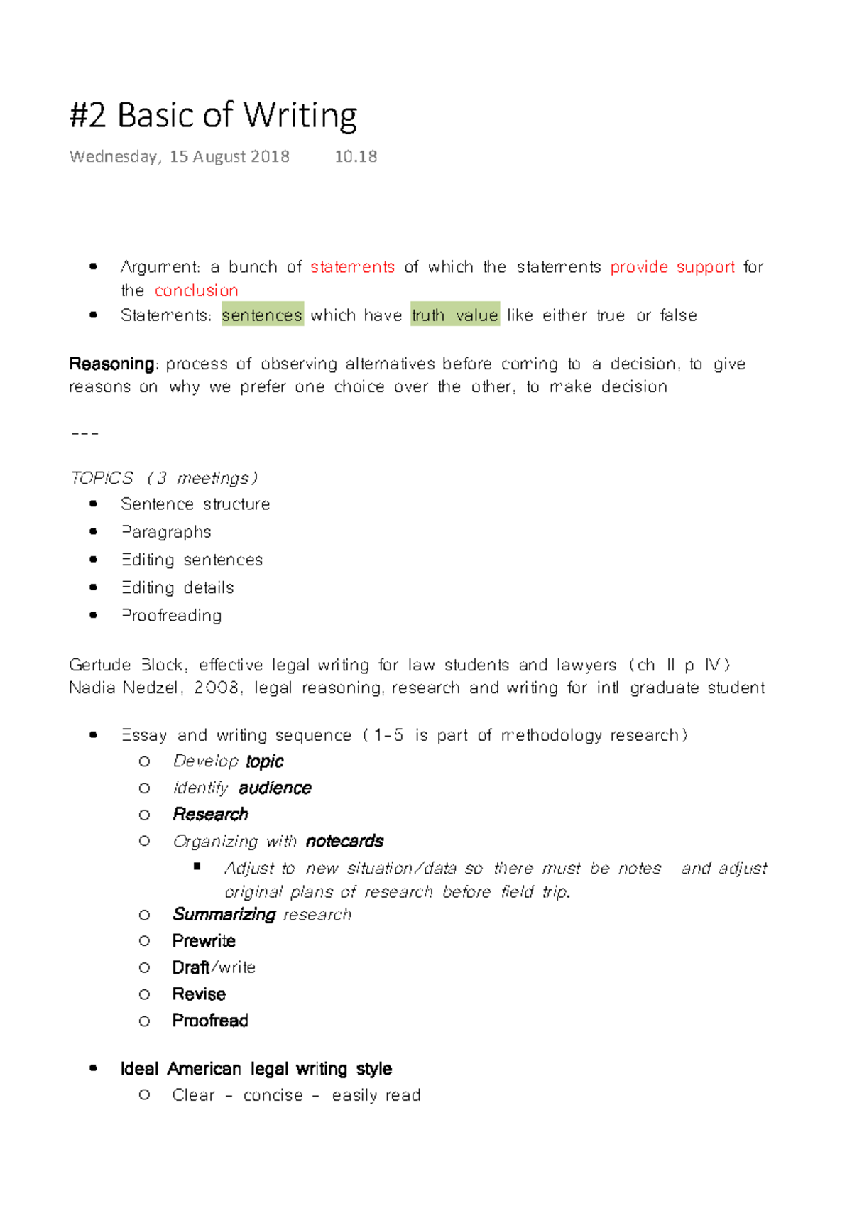 Basic of Writing I - Lecture notes 1-3 - Basic of Writing Wednesday, 15 ...