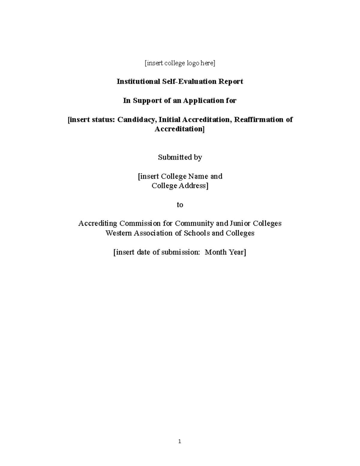 ISER Template - Grade A+ - [insert college logo here] Institutional ...