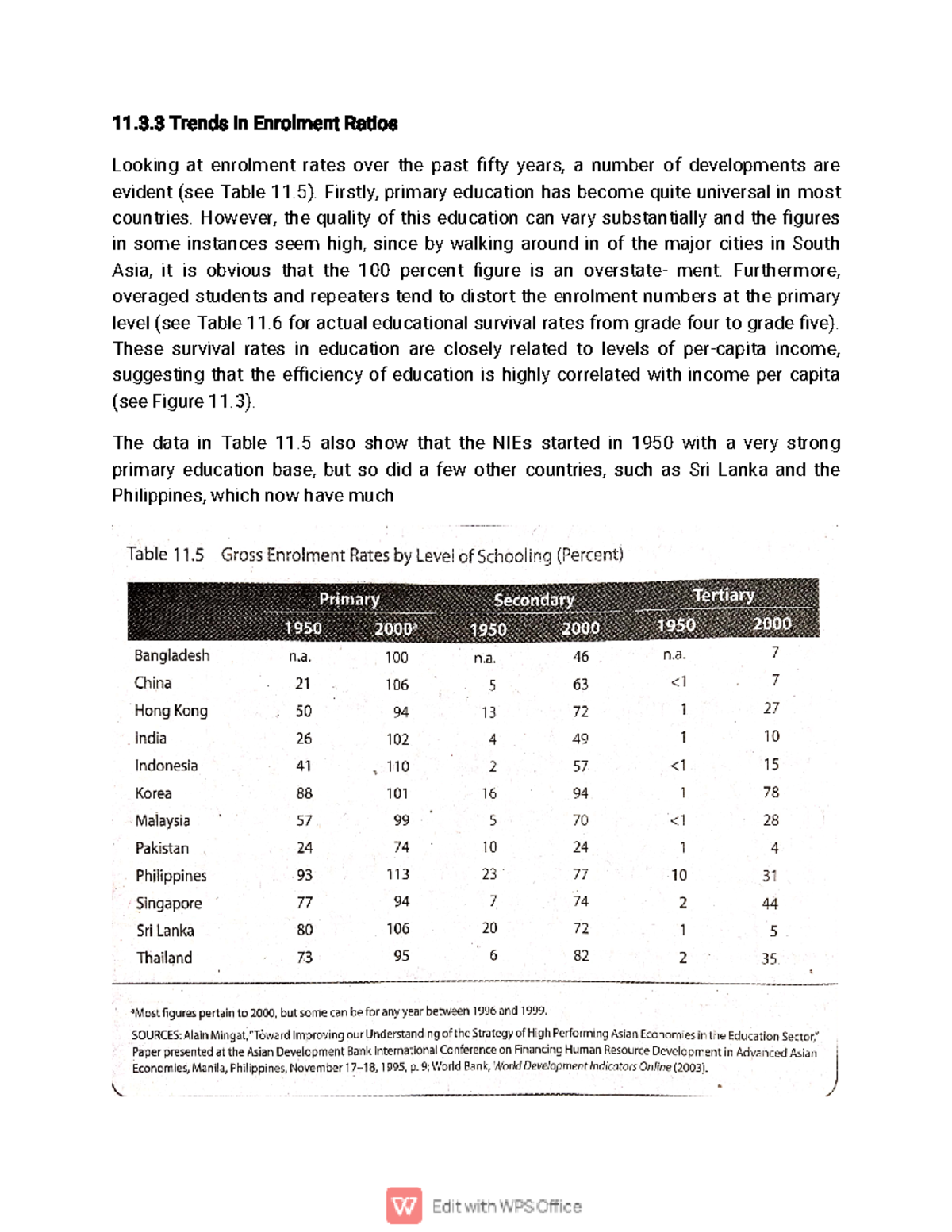 Trends in Enrolment Ratios - 3 Trends in Enrolment Ratios Looking at ...