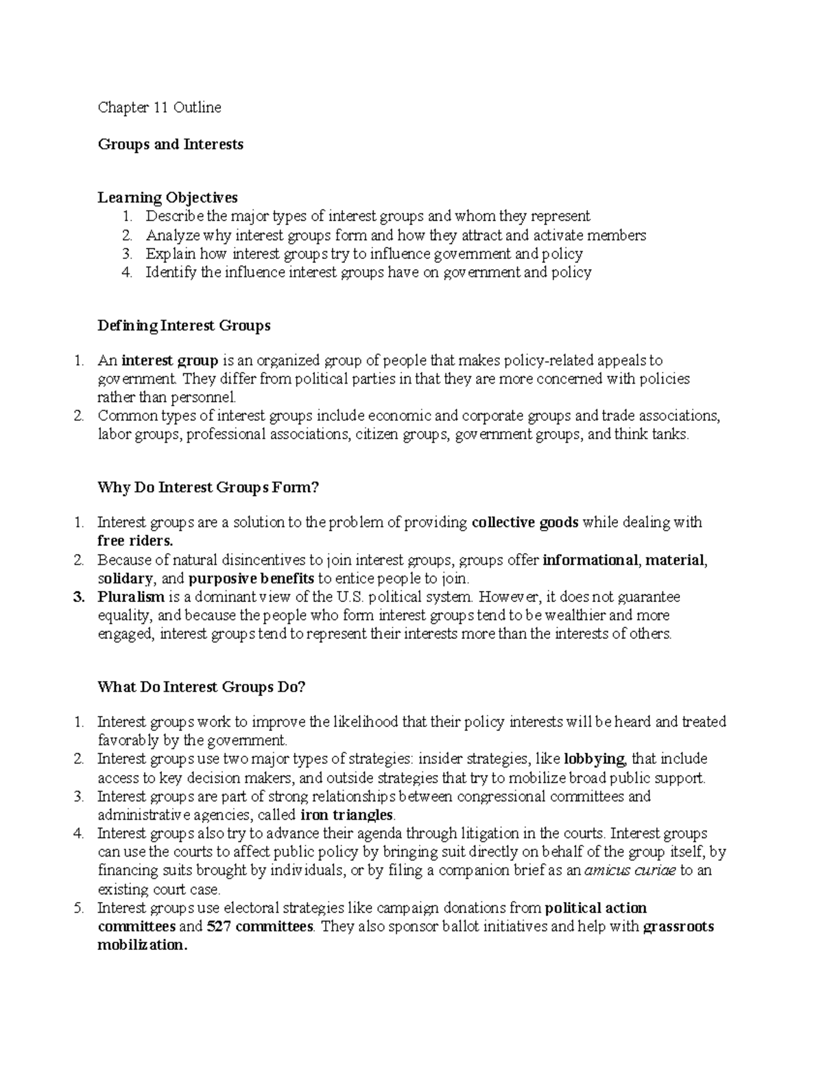 WTP13 CH11 Outline - Groups and Interests - Chapter 11 Outline Groups ...