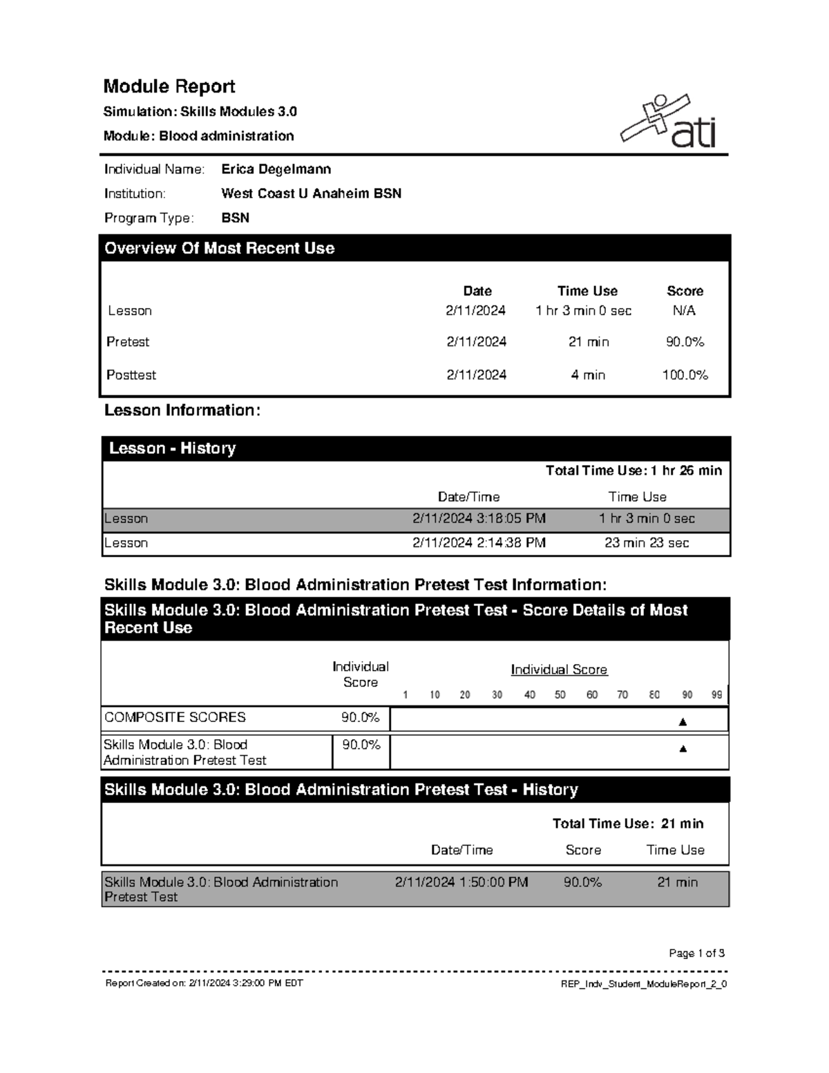ATI skills module blood transfusion - Module Report Simulation: Skills ...