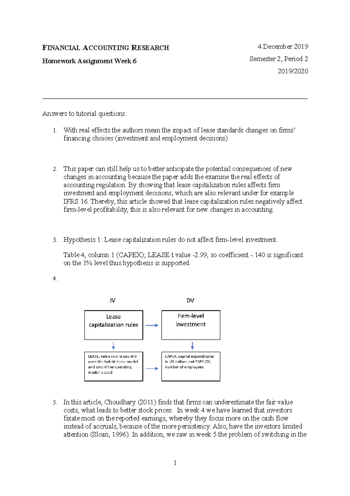 Uitwerkingen seminar 4 - FINANCIAL ACCOUNTING RESEARCH Homework ...