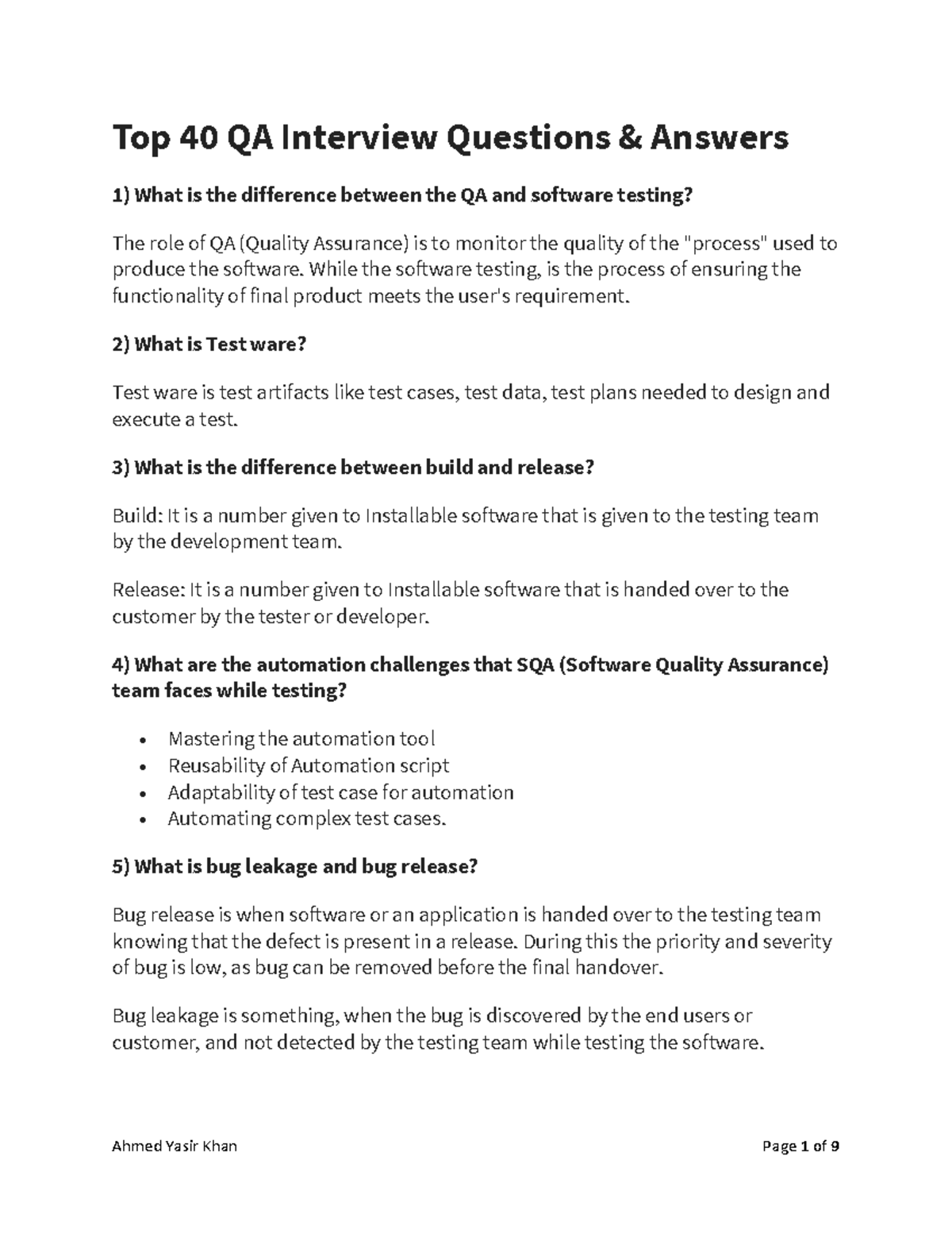 TOP 40 QA Interview Questions & Answers - Top 40 QA Interview Questions ...