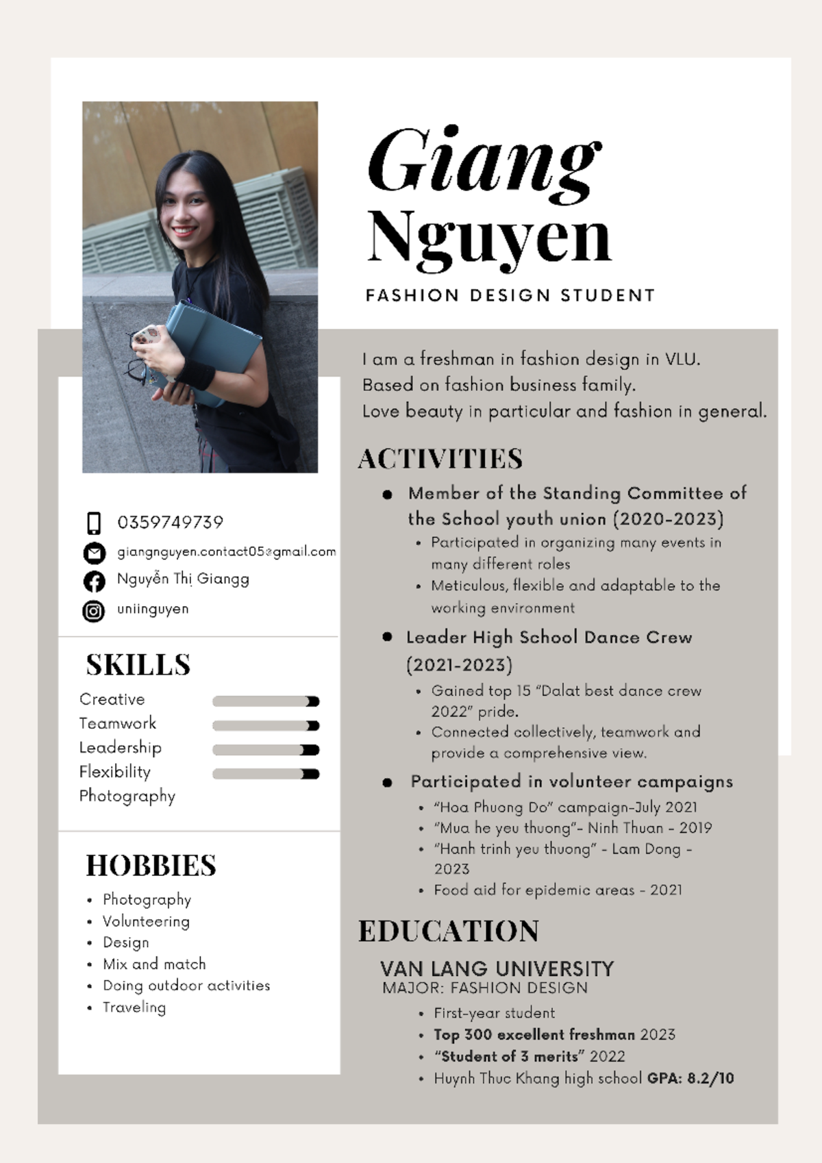 CV Nguyễn Thị Giang - Hdjdj - Cơ sở văn hóa việt nam - Studocu