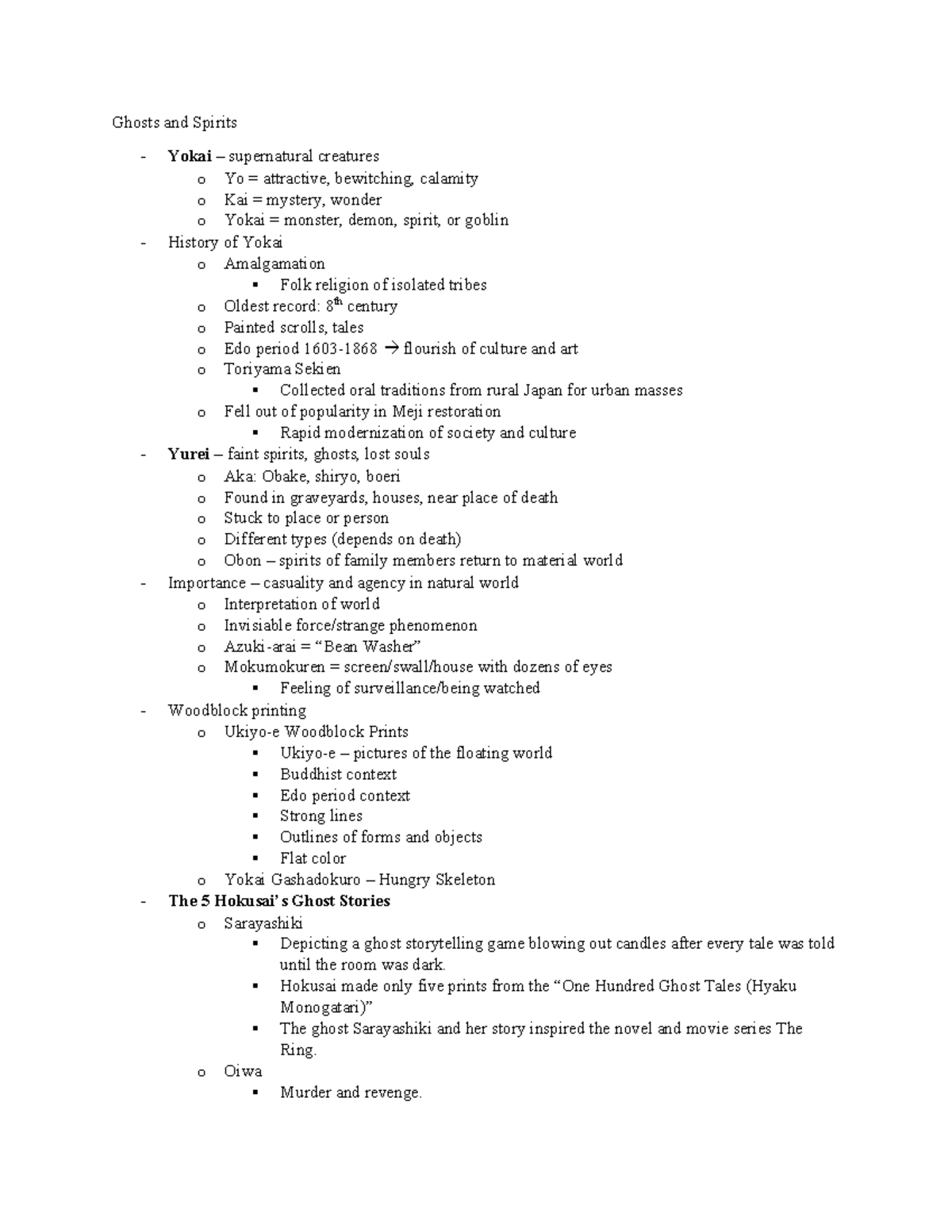 Ghosts and Spirits - Lecture notes for the course with Dr. Cynthia ...