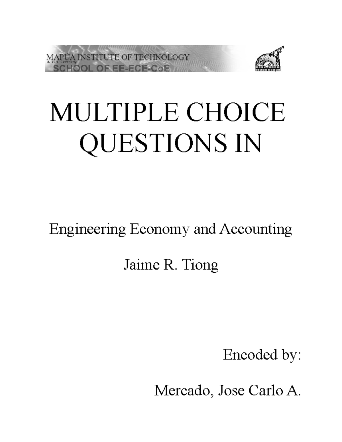 Documents tips geas engineering mathematics - MULTIPLE CHOICE QUESTIONS ...